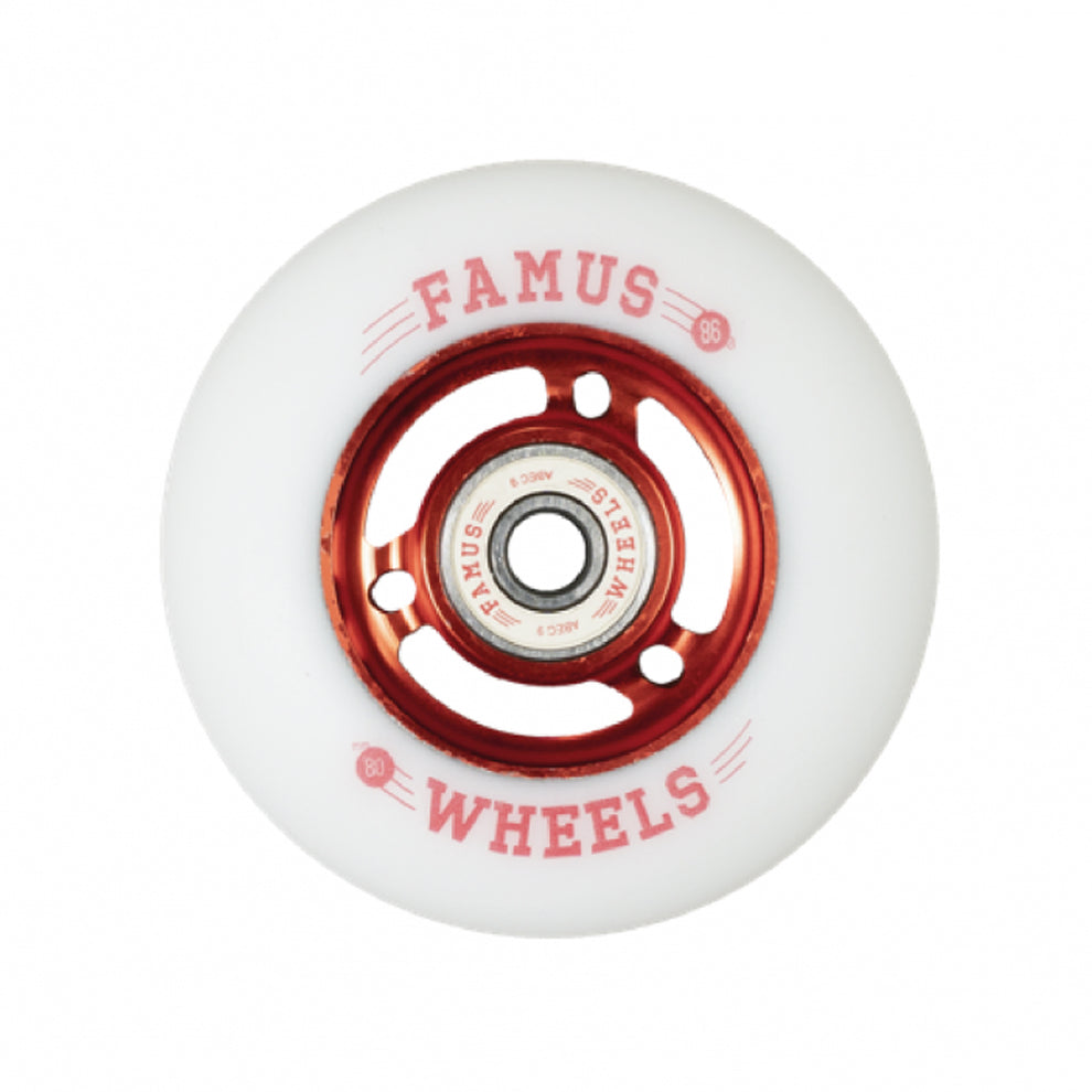 Famus Metal Core 80mm white/red 4-pack + Bearings - Thisissoul